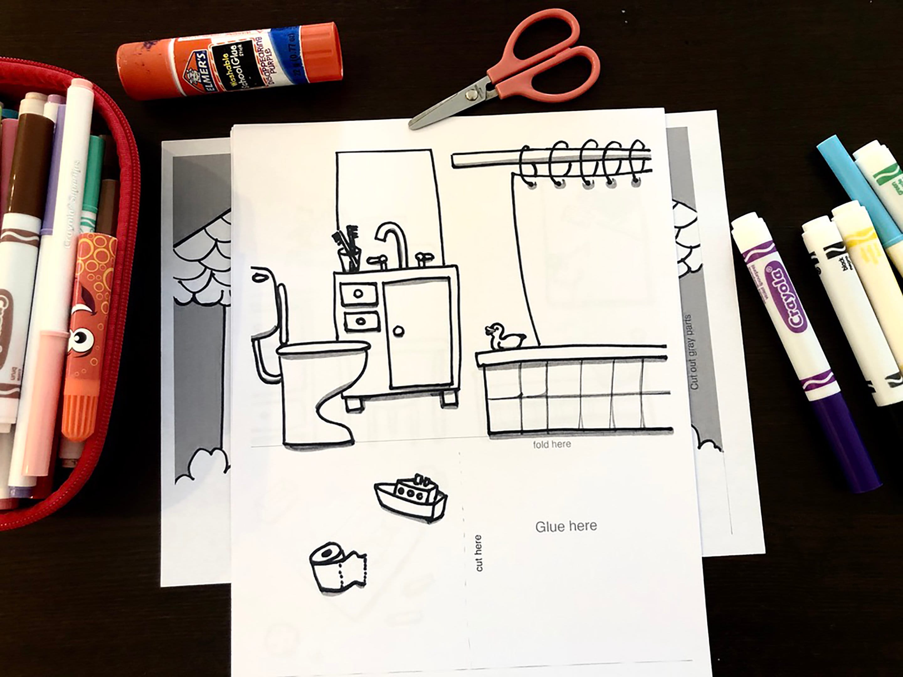 3D Folding Paper House Kids Activity Coloring and Building Booklet - Etsy