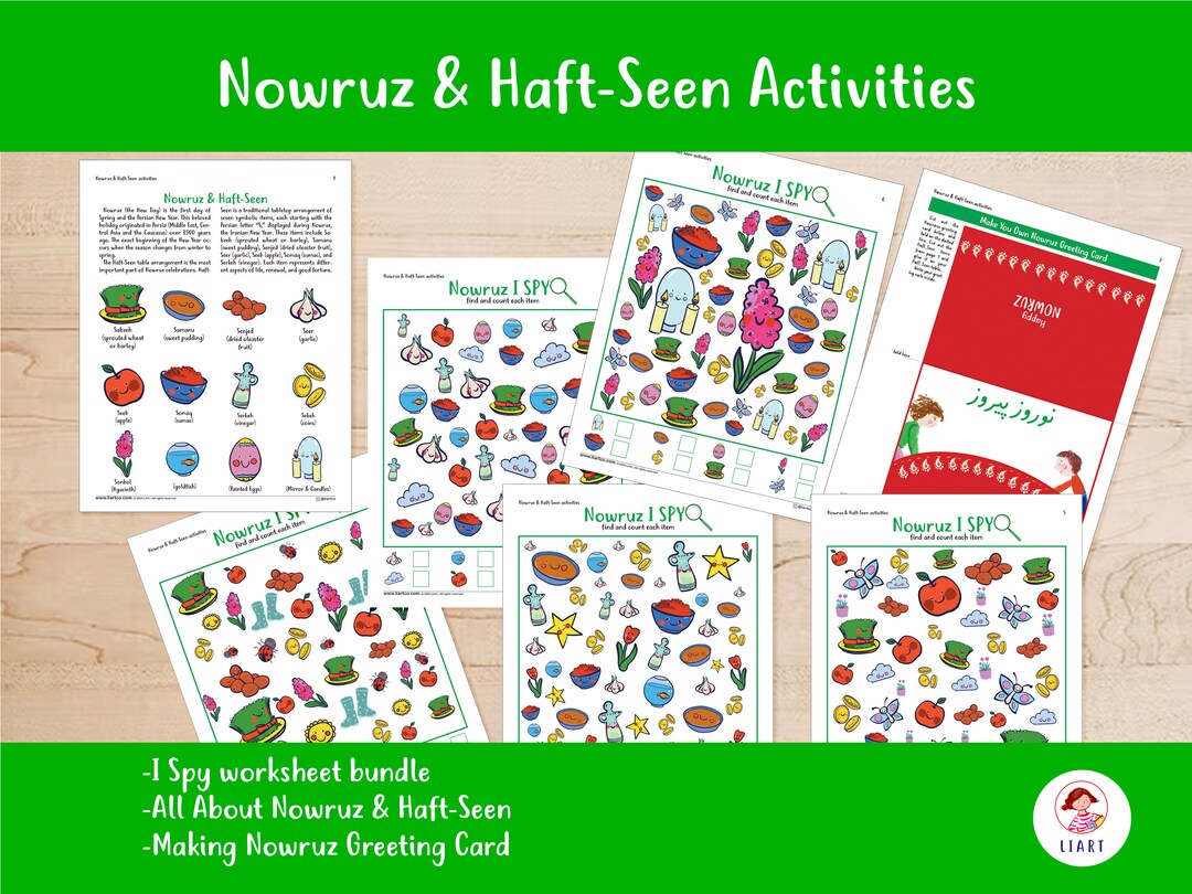 Nowruz & Haft-seen Activities, Nowruz Spring I Spy Worksheets, Haft ...