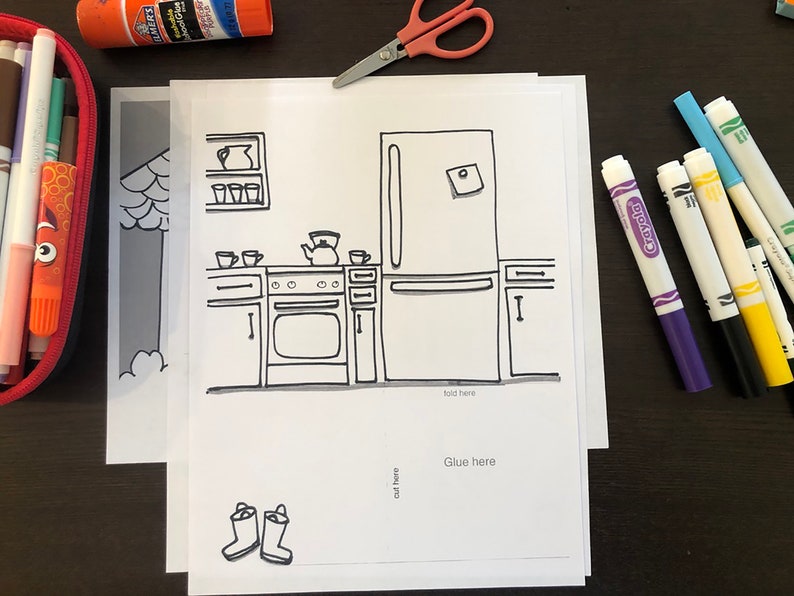 3D Folding Paper House Kids Activity Coloring and Building Booklet - Etsy