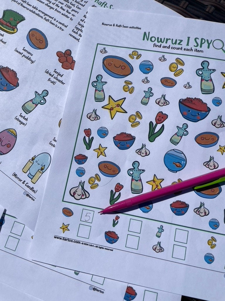 Nowruz Activities Pack (part 1 & 2) Bundle, I Spy Worksheets, Haft-seen ...