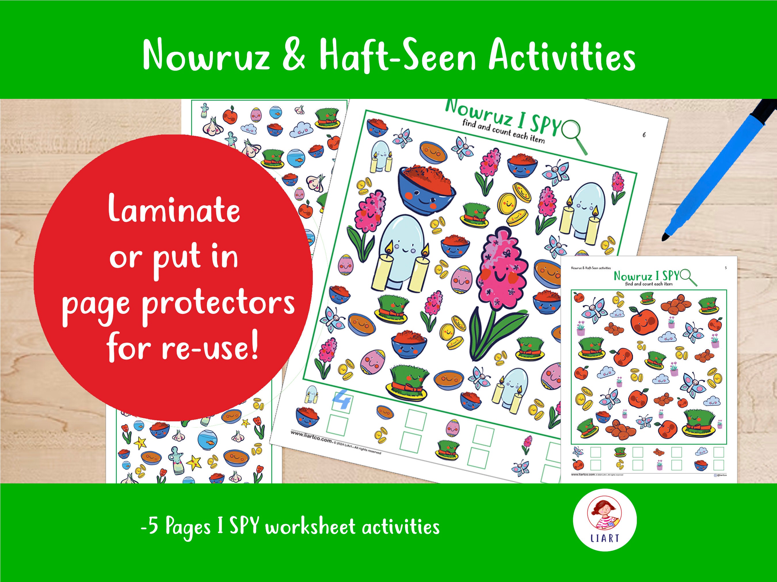 Nowruz Activities Pack (part 1 & 2) Bundle, I Spy Worksheets, Haft-seen ...
