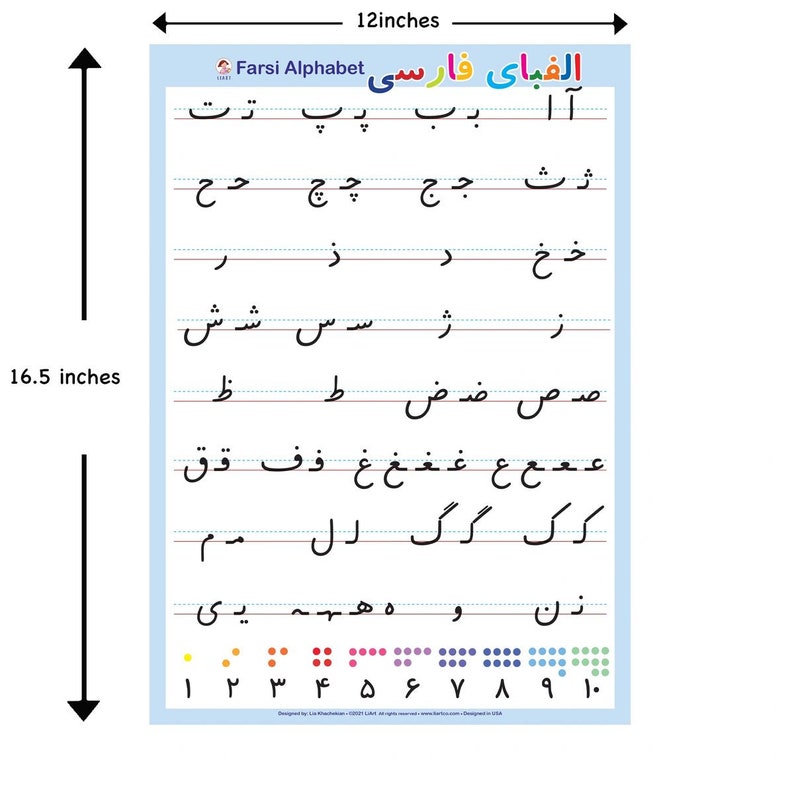 Farsi Alphabet Posters 2pack Set (pictorial Poster & Manuscript Writing ...