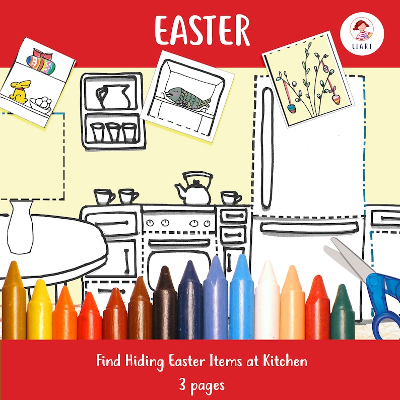 Easter Kids Activity, Easter Egg Coloring, Find Hiding Easter Items at ...