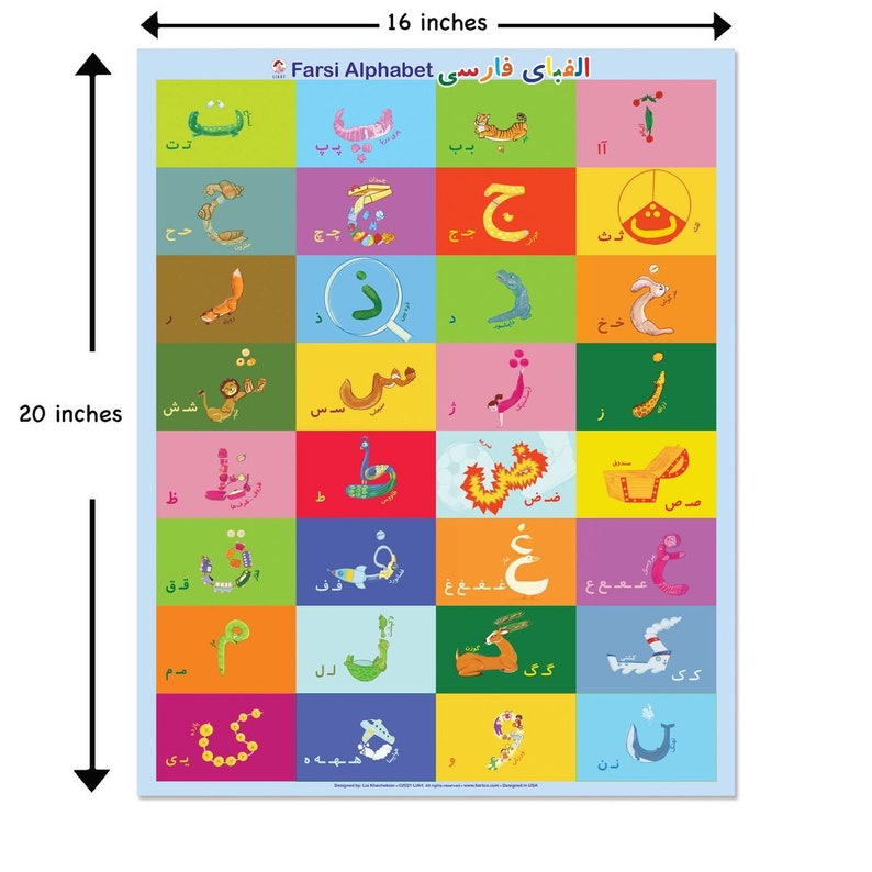 Farsi Alphabet Posters 2pack Set (pictorial Poster & Manuscript Writing ...