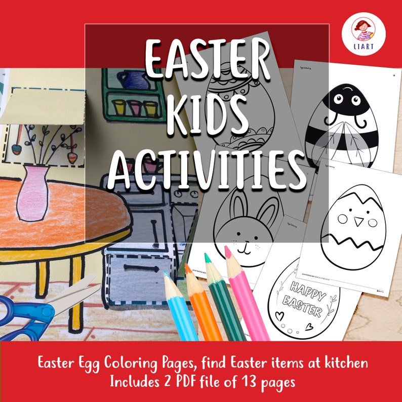 Easter Kids Activity, Easter Egg Coloring, Find Hiding Easter Items at ...