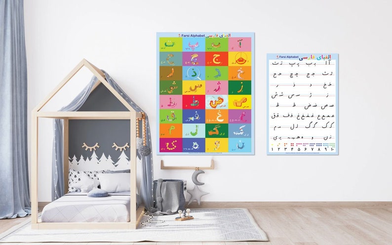 Farsi Alphabet Posters 2pack Set (pictorial Poster & Manuscript Writing ...
