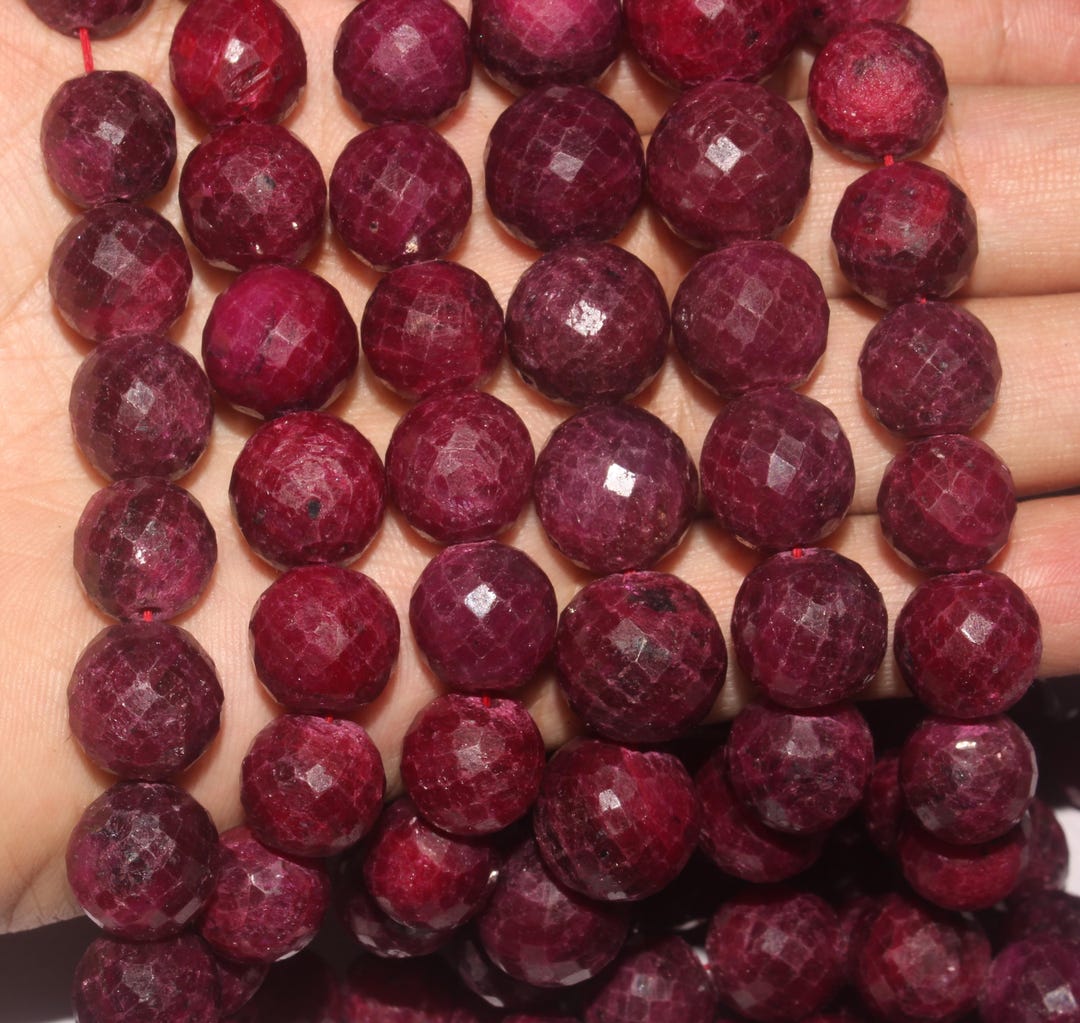 Faceted Ruby Sapphire Corundum Beads: Natural Gemstone Jewelry Making ...