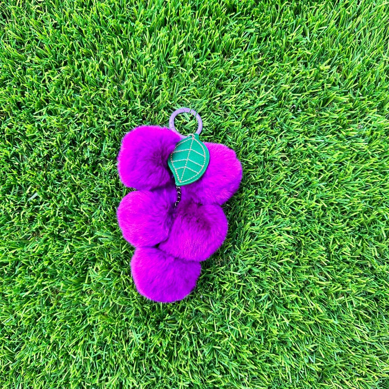 Furry Fruits Keychain/soft/fluffy/peach/avocado/grape/pompom/rabbit Fur ...