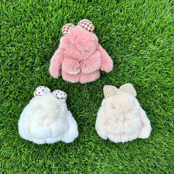 Fluffy Bunny Keychains - Etsy