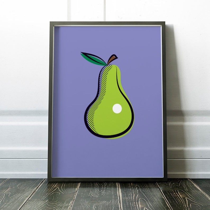Pear Pop Art Poster Pear Art Print Kitchen Wall decor | Etsy