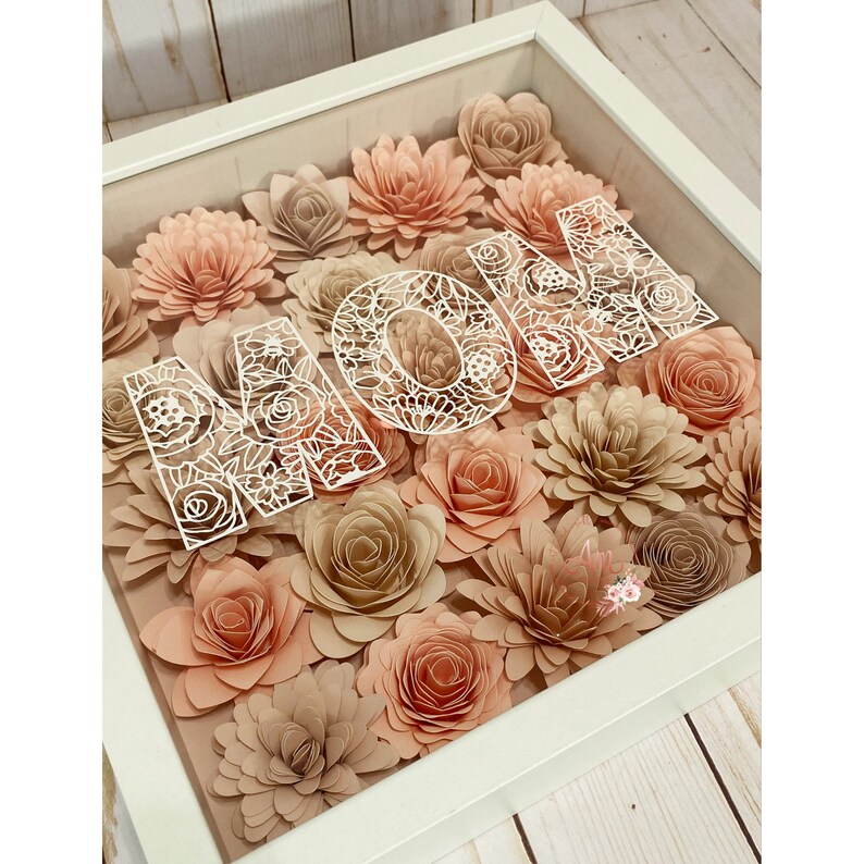 Mom Shadow Box Paper Flower Shadow Box Mothers Day Gift | Etsy