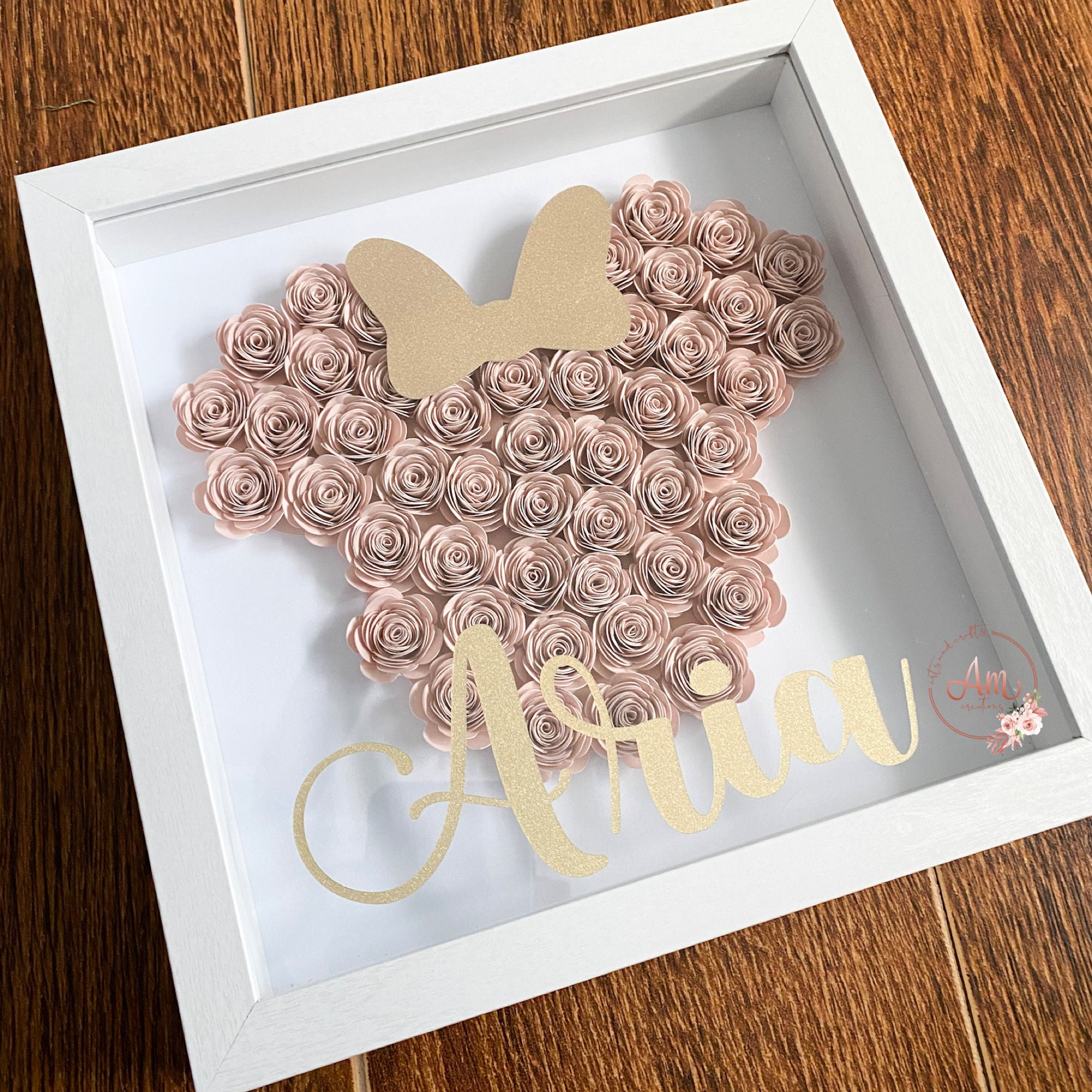 Inspired Minnie Mouse Shadow Box, 3D Flower Shadow Box, Nursery Gift ...