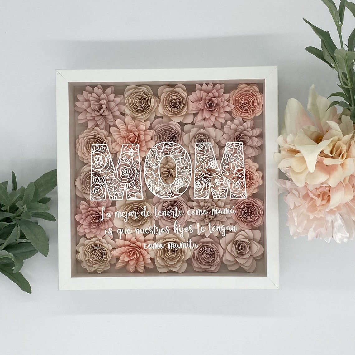Mom Shadow Box Paper Flower Shadow Box Mothers Day Gift | Etsy
