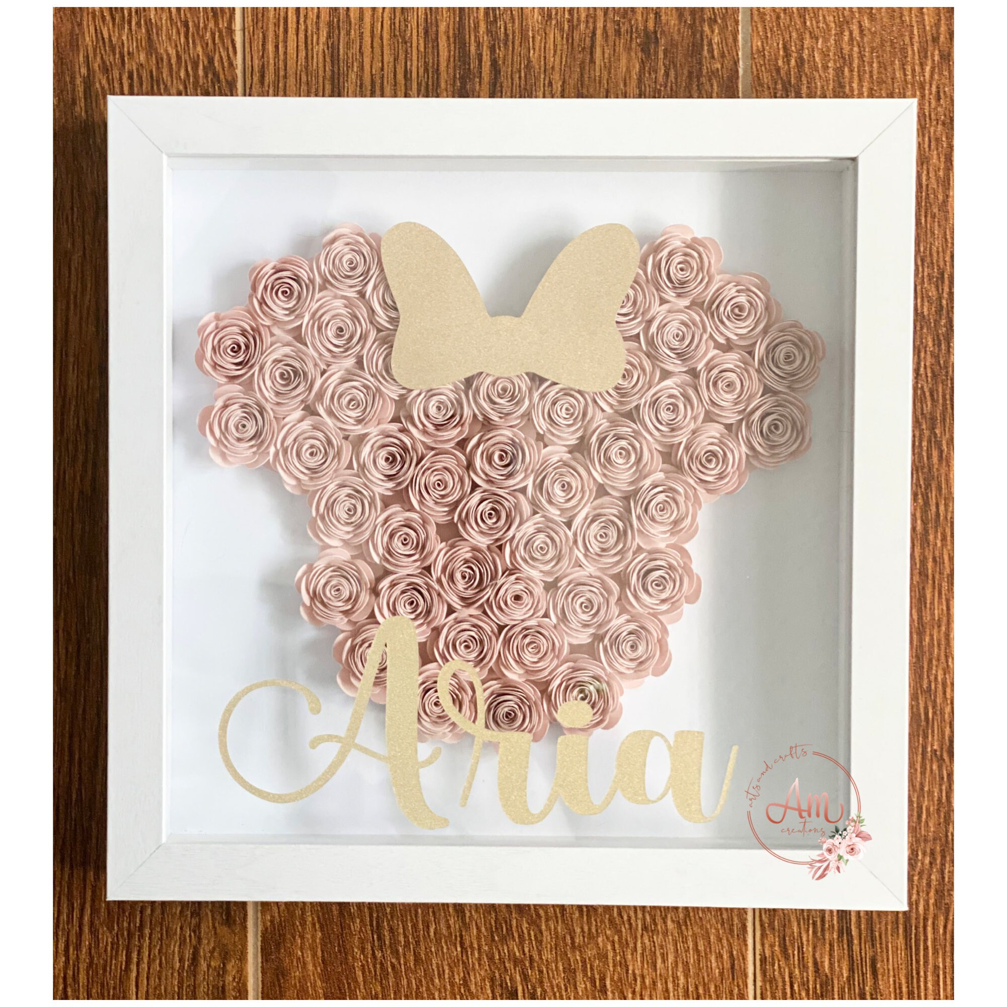 Inspired Minnie Mouse Shadow Box, 3D Flower Shadow Box, Nursery Gift ...