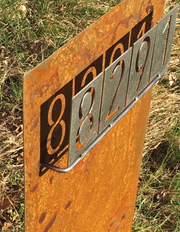 Stainless and Rusted Steel Address Sign - Etsy Canada