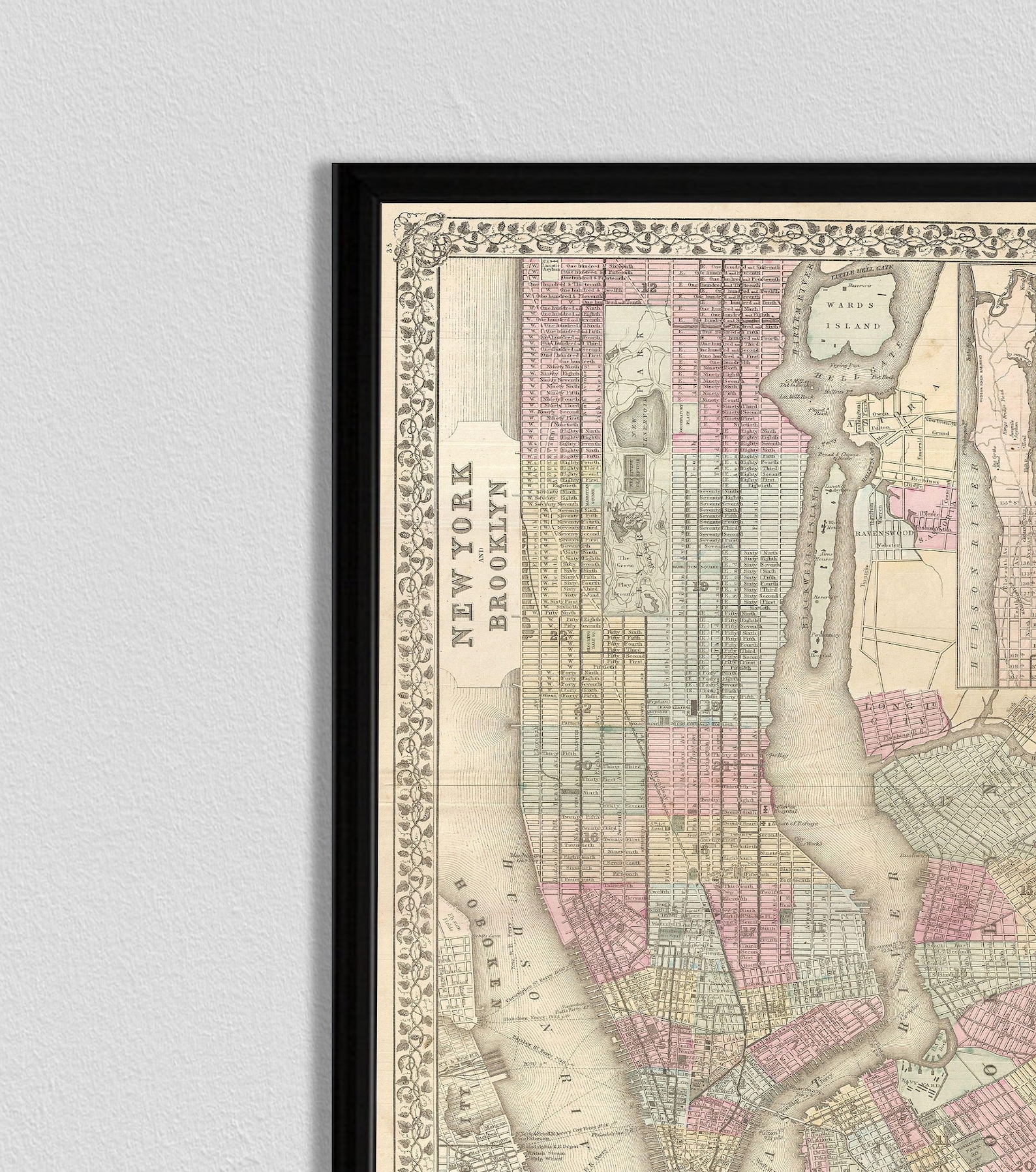 Antique New York Map 1882 NYC NYC Map Vintage New York Map - Etsy