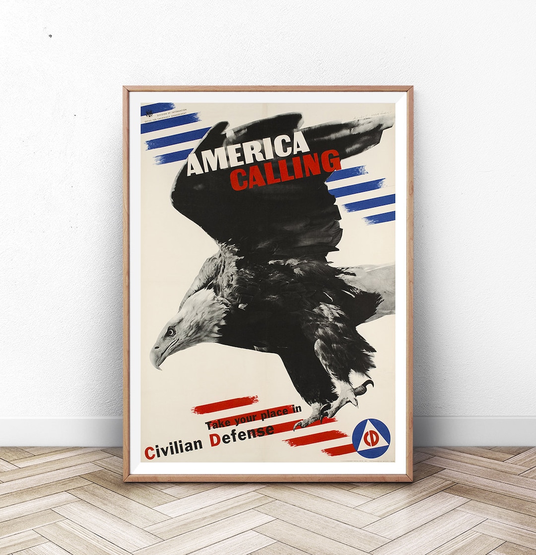 Vintage American Eagle Poster: USA Propaganda Art Print - Etsy