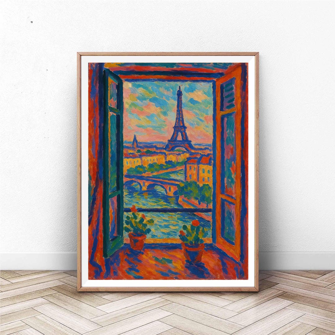 Paris Window View Art Print - Eiffel Tower Impressionist Painting ...