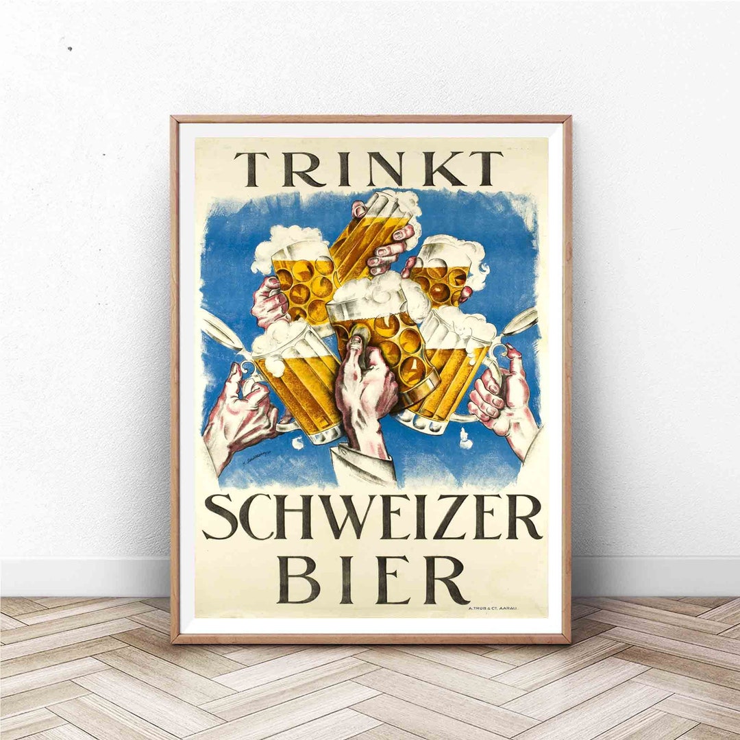Vintage Schweizer Bier Poster: Swiss Beer Advertisement Art - Etsy