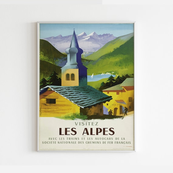 Les Alpes French Alps Print France Poster Skiing Mountain - Etsy