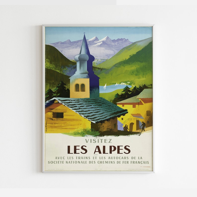 Les Alpes French Alps Print France Poster Skiing Mountain - Etsy