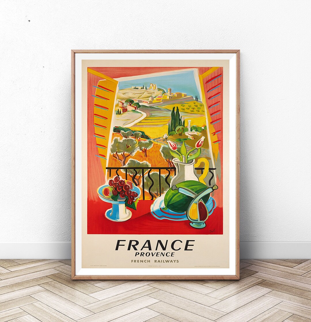 Vintage France Travel Poster: French Riviera Art Print - Etsy