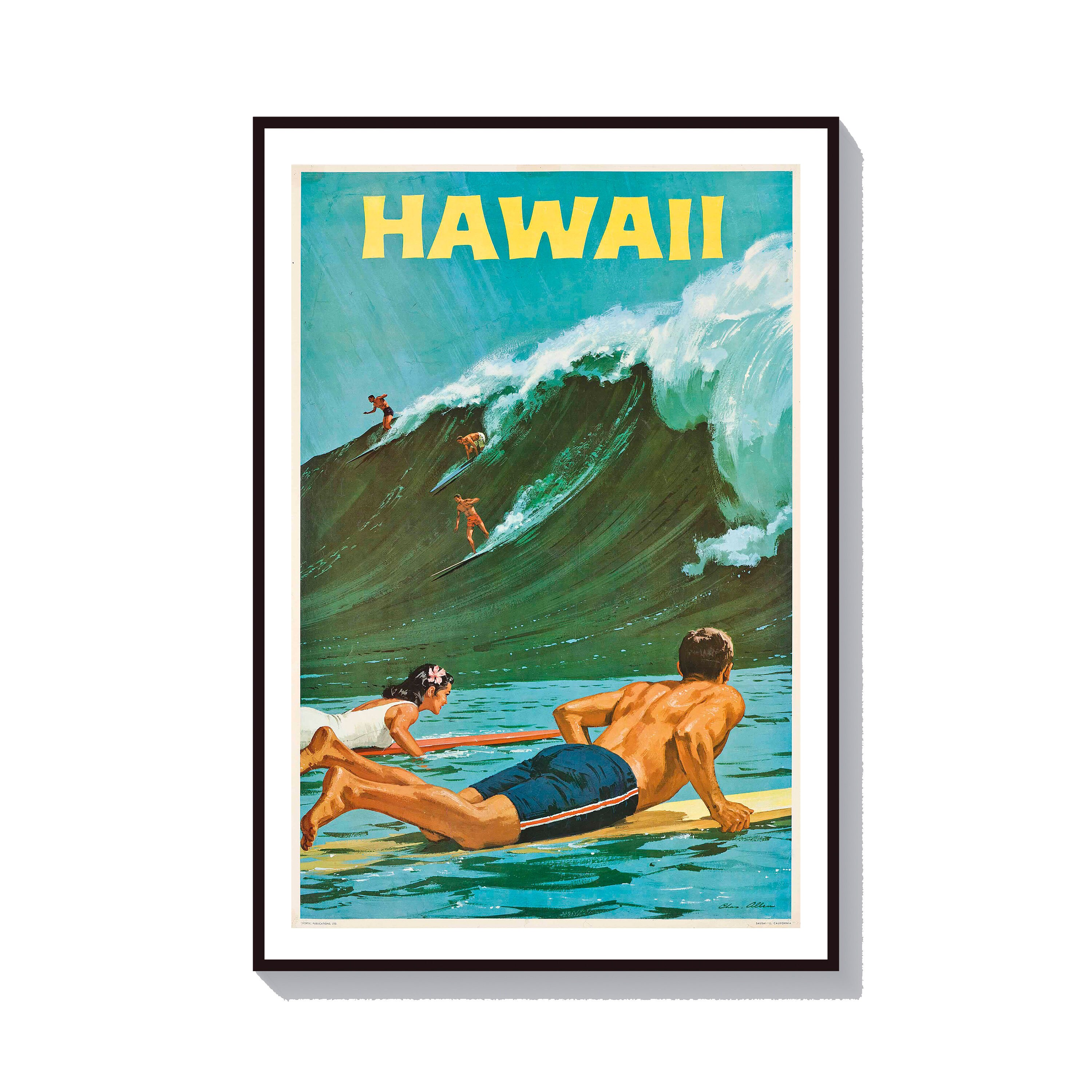 Hawaii Poster Surfing Print Ocean Art Ocean Print Wall | Etsy