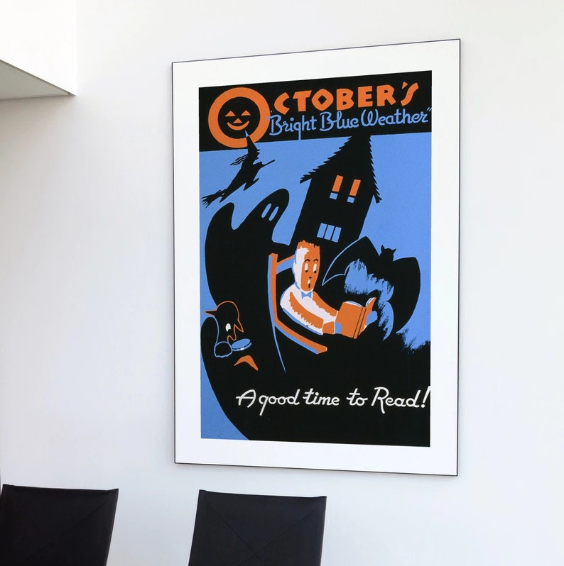 Vintage Halloween Reading Poster: Literary Classroom Art Print - Etsy ...
