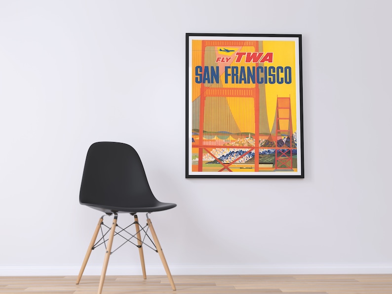 San Francisco Poster SFO Art San Fran Art Plane Poster | Etsy