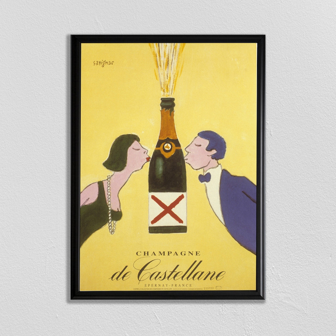 Champagne Poster, Alcohol Print, Bar Decor, Wedding Print Gift, His and ...