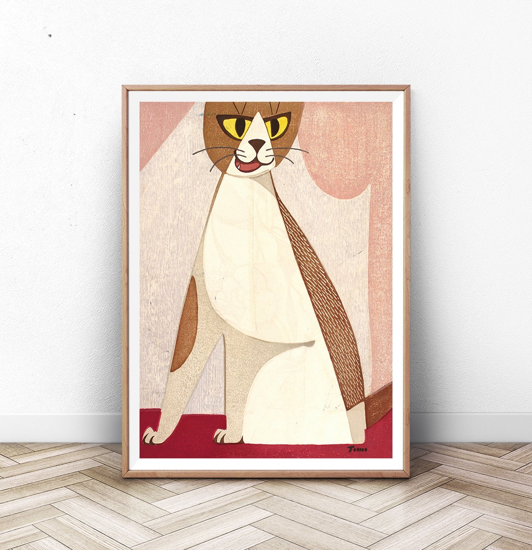 Japanese Woodblock Cat Art Print: Asian Home Decor - Etsy