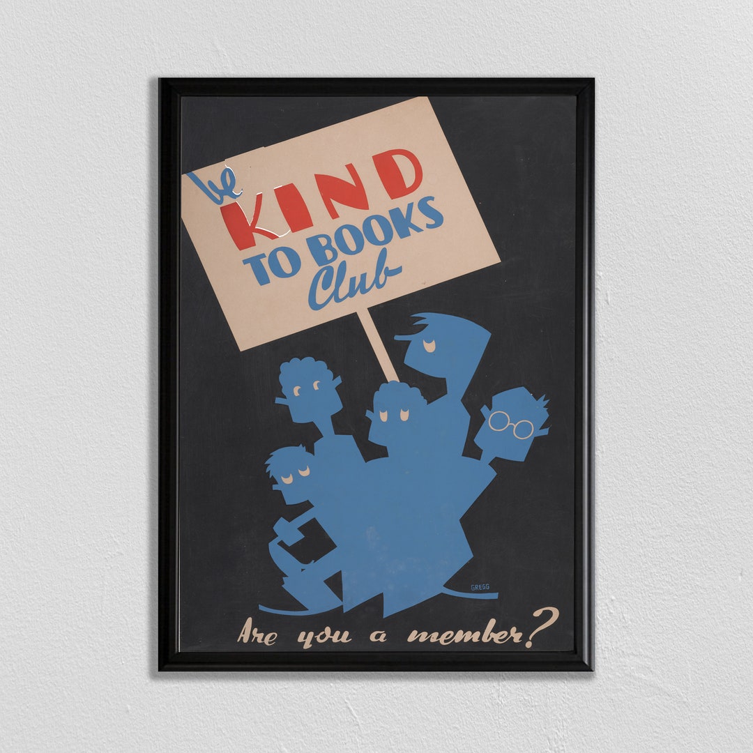 Vintage Library Poster: Be Kind to Books Club (printable Quote) - Etsy