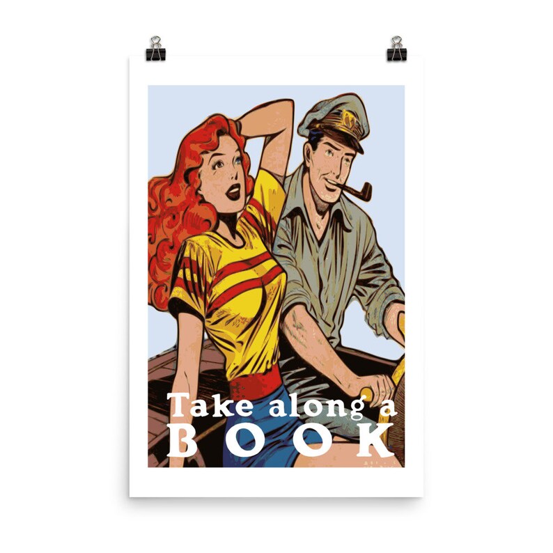 Take Along A Book Vintage Poster Print Reading Print | Etsy