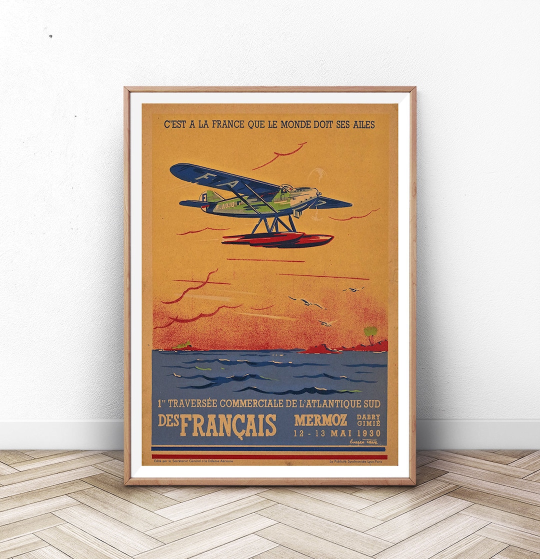 Vintage Aviation Poster: French Seaplane Print - Etsy