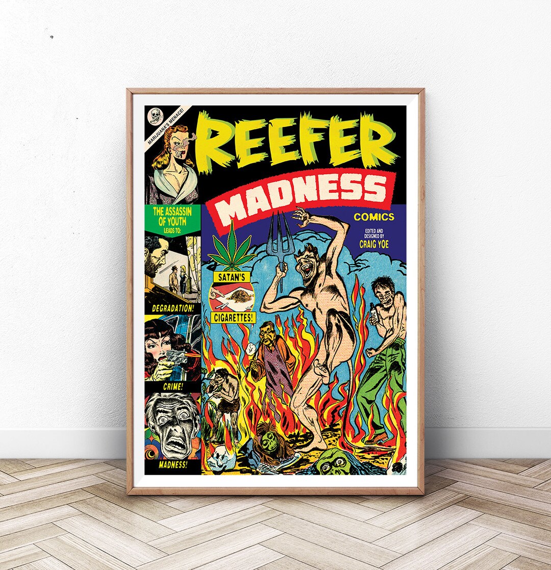Reefer Poster, Marijuana Art Print, Vintage Movie Poster, Weed Cannabis ...