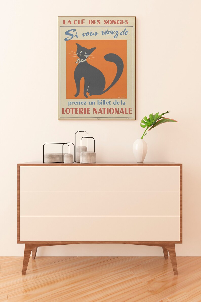 Cat Print Vintage French Print Animal Poster Cat Poster | Etsy