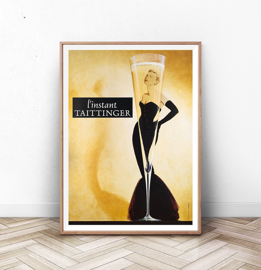 L'instant Taittinger Champagne Poster: Vintage Bar Decor Print - Etsy