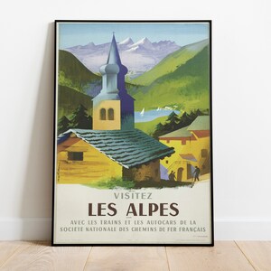 Les Alpes, French Alps Print, France Poster, Skiing, Mountain Art ...