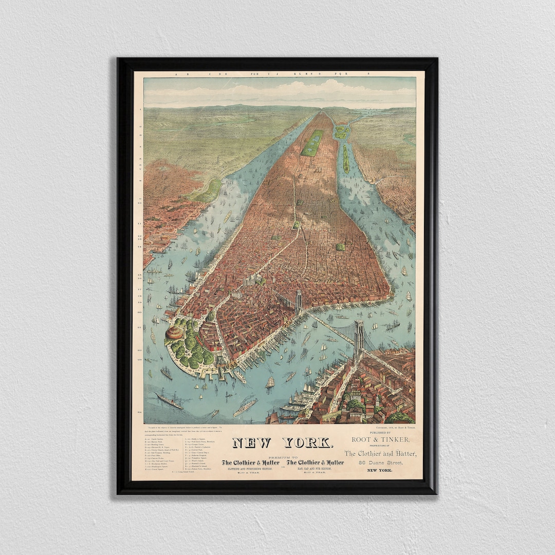 Vintage New York City Map Print: 1800s NYC, Central Park Art - Etsy
