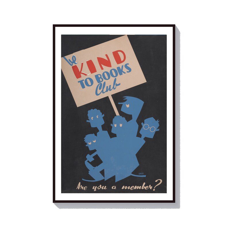 Vintage Library Poster: Be Kind to Books Club (printable Quote) - Etsy