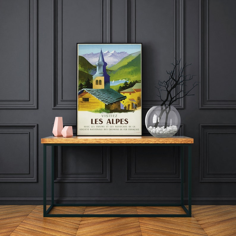 Les Alpes French Alps Print France Poster Skiing Mountain - Etsy