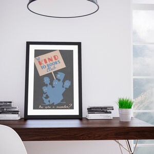 Library Poster, Classroom Art, Be Kind to Books, Vintage Poster Print ...