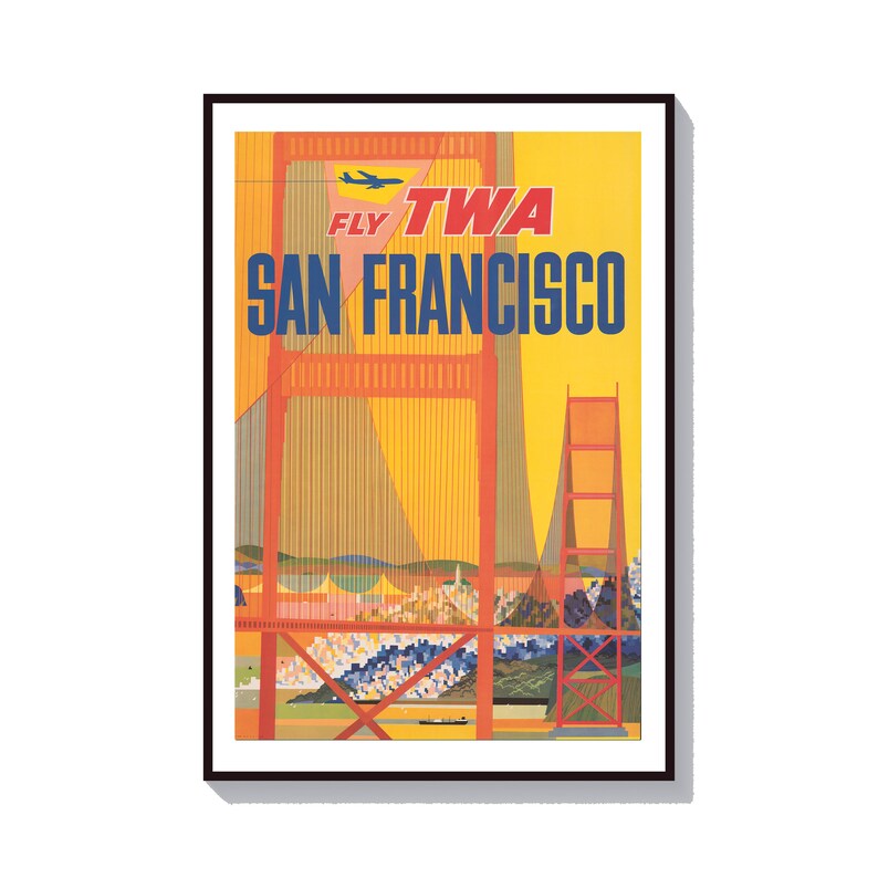 San Francisco Poster SFO Art San Fran Art Plane Poster | Etsy