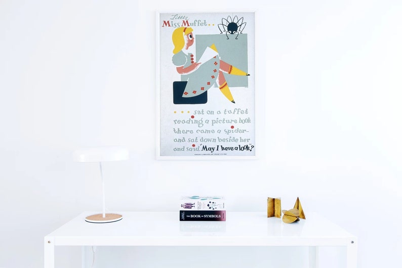 Nursery Rhyme Little Miss Muffet Library Poster Reading Art - Etsy