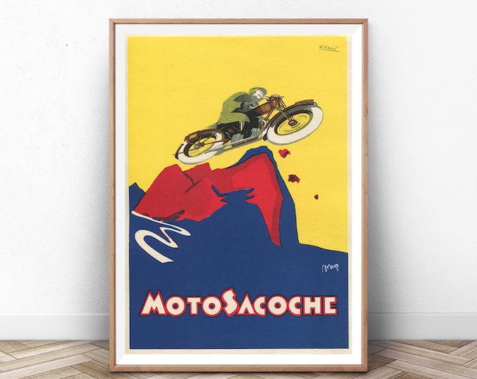 Biker Tabby Cat Riding Chopper Motorcycle Poster Print, Wall Art, Home ...