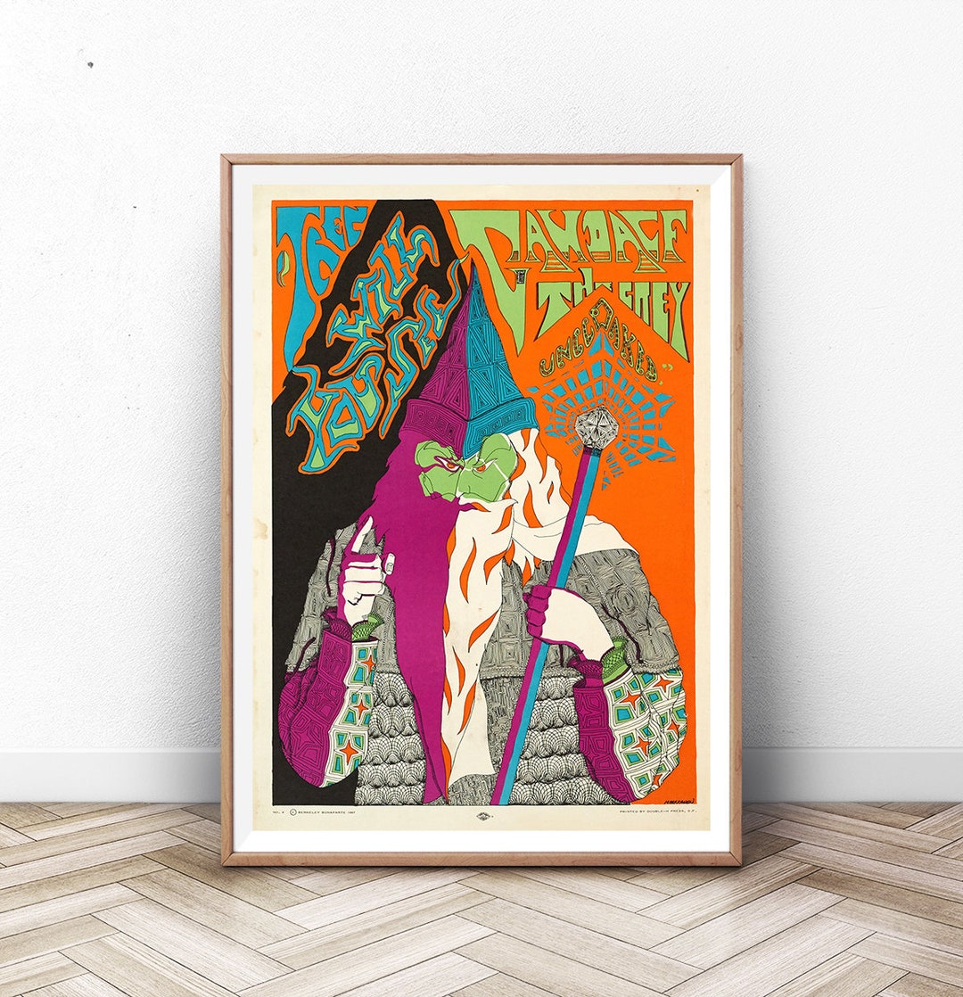 Psychedelic Wizard Art Print: Vintage Hippie Poster - Etsy