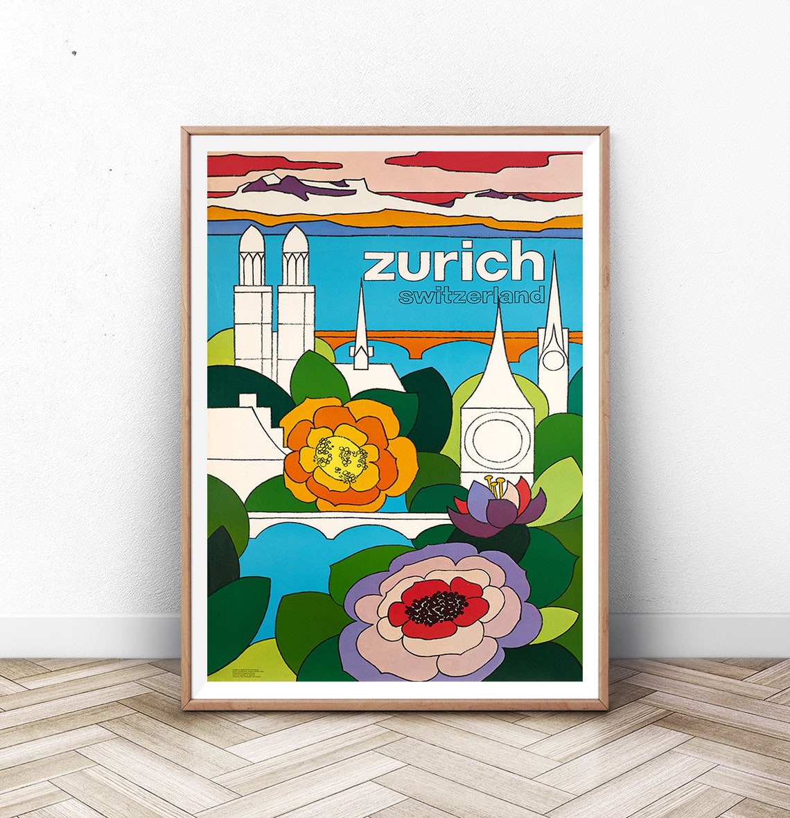 Zurich Poster Switzerland Travel Poster Swiss Art Vintage - Etsy