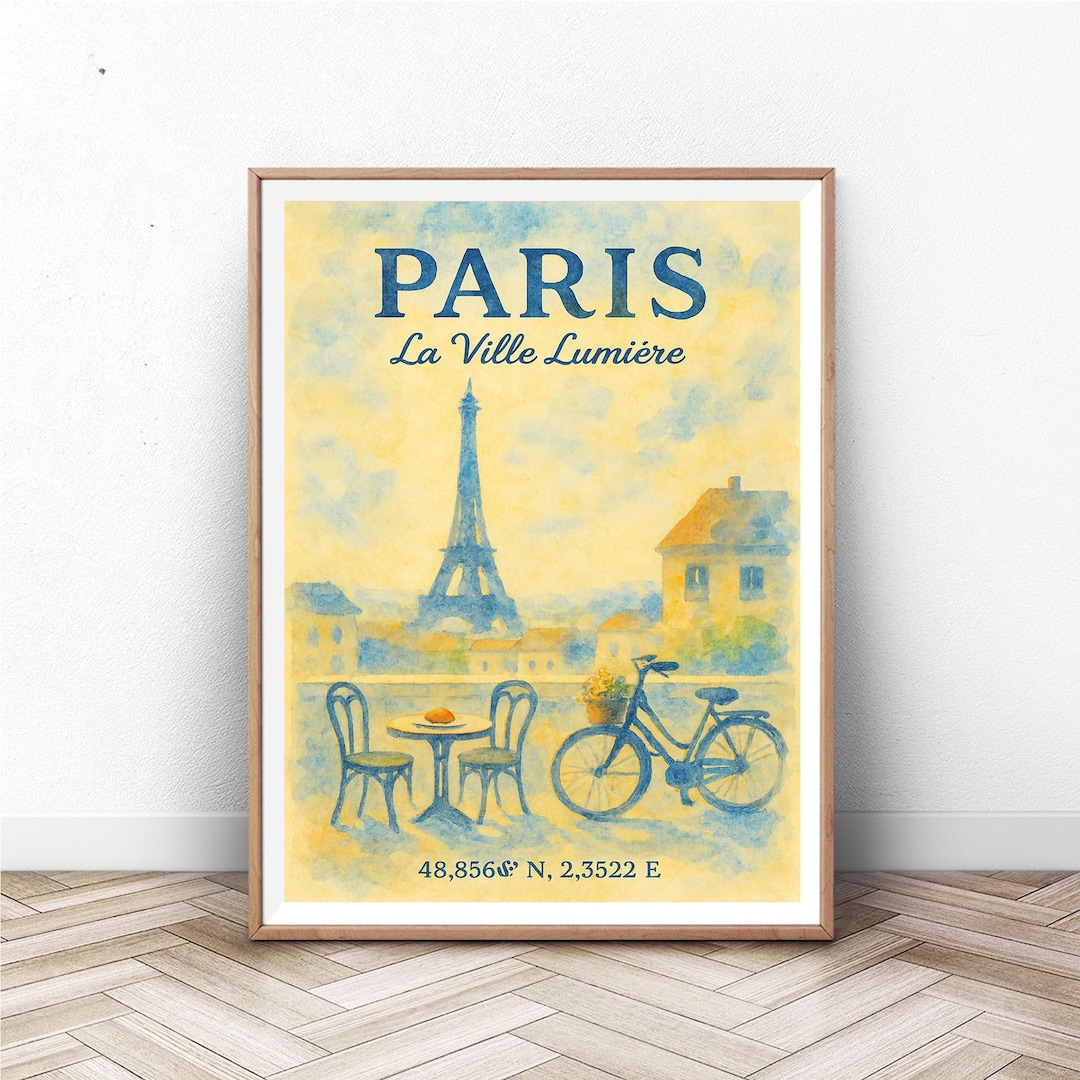 Paris Poster Print – Vintage Paris Wall Art, Travel Poster, Eiffel ...