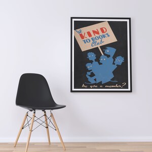 Library Poster, Classroom Art, Be Kind to Books, Vintage Poster Print ...
