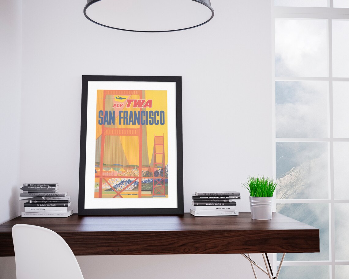 San Francisco Poster SFO Art San Fran Art Plane Poster - Etsy